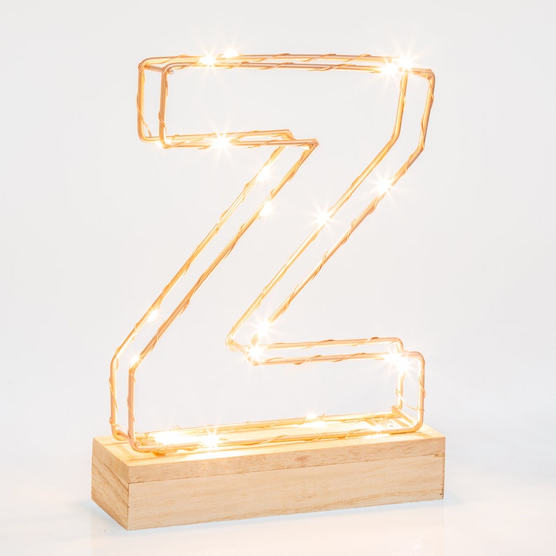 Light up Letter Z Custom Name Copper Light up Letter Z - Etsy UK
