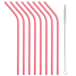 Reusable Pink Metal Straws Set of 4 | Pink Style Essential Barware ...