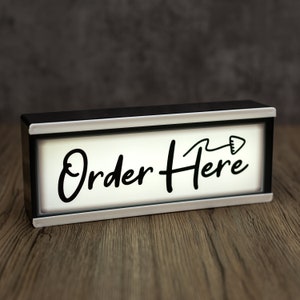 Light up Order Here Sign - Illuminated LED Shop Front Queue Sign ...