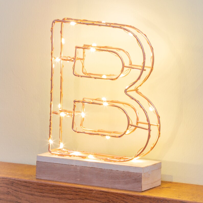 Light up Letter B Custom Name Copper Light up Letter B - Etsy