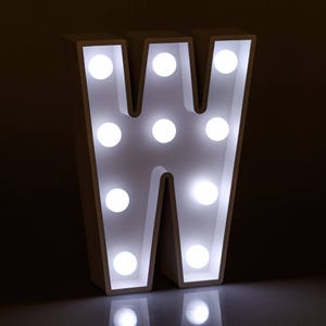 Light up Letters W | Marquee Letters LED Bedside Lamp | White Wooden ...