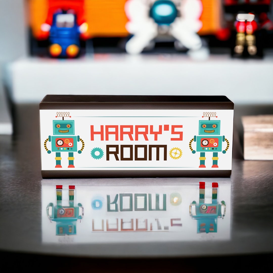 Personalised Room Light Robot - LED Boys Night Light Gaming Play Room ...