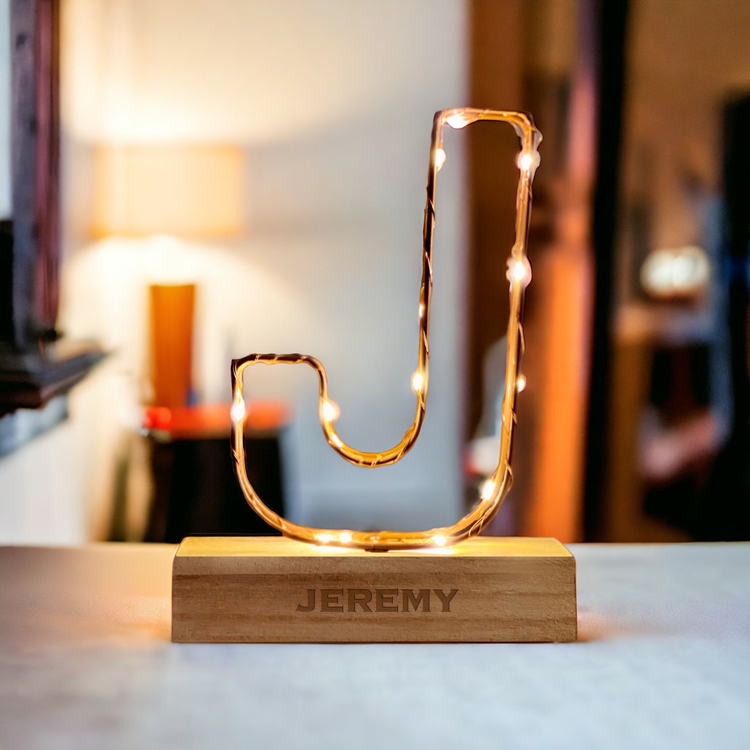 Personalized Light up Letter J | Copper Wire LED Room Decor - Etsy
