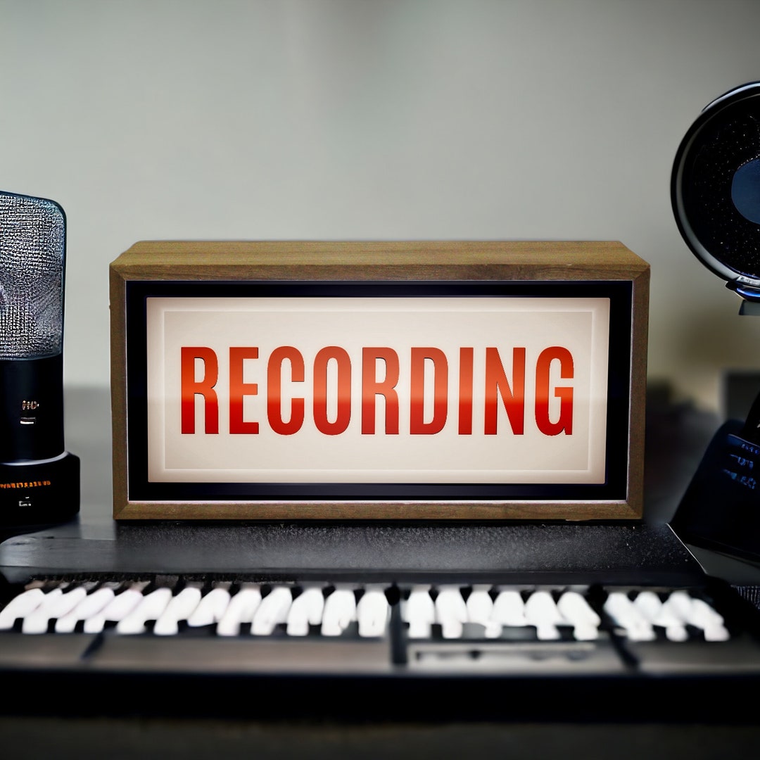 Light Box Recording Sign | Illuminated LED Room Signage | Retro Sound ...