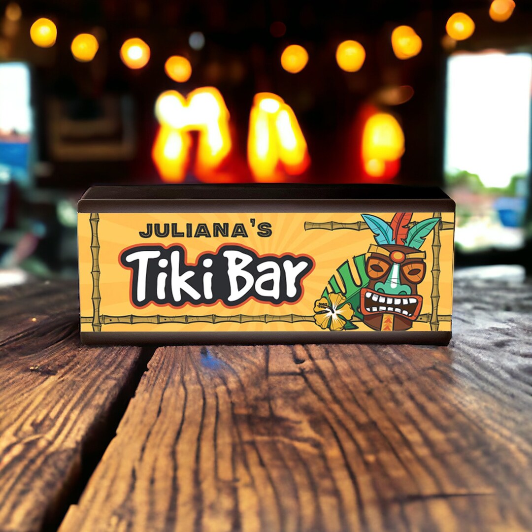 Personalised Room Light Tiki Bar - LED Light for Home Cocktail Bar ...