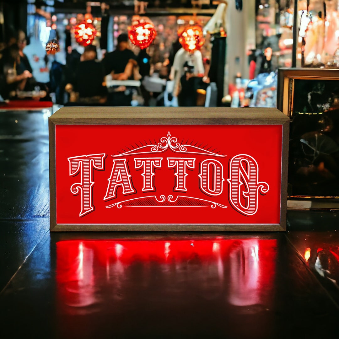 Light Box Tattoo Parlour Sign illuminated Light up LED Store Signage ...