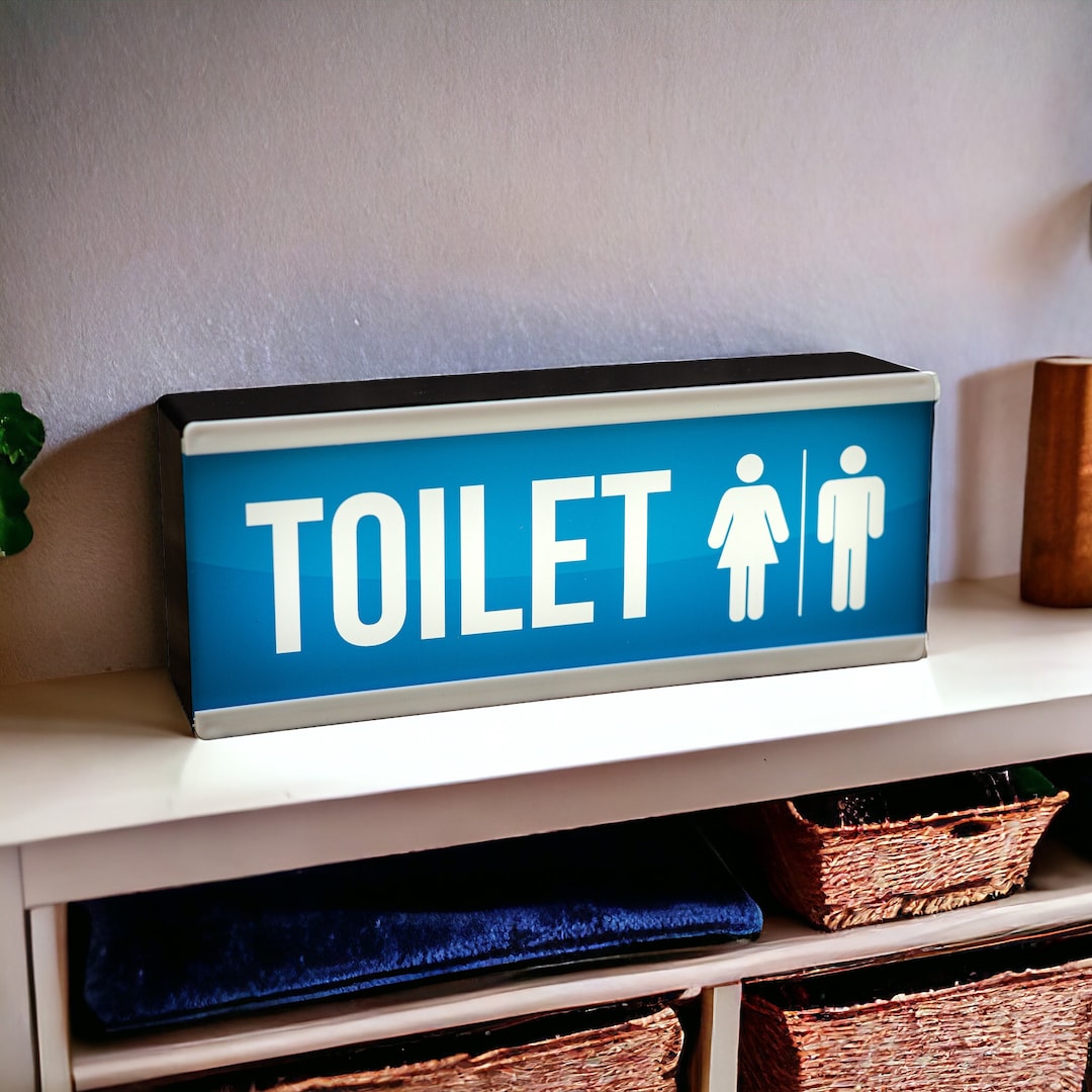 Light up Toilet Sign - LED Bathroom Toilet Light - Illuminated Portable ...