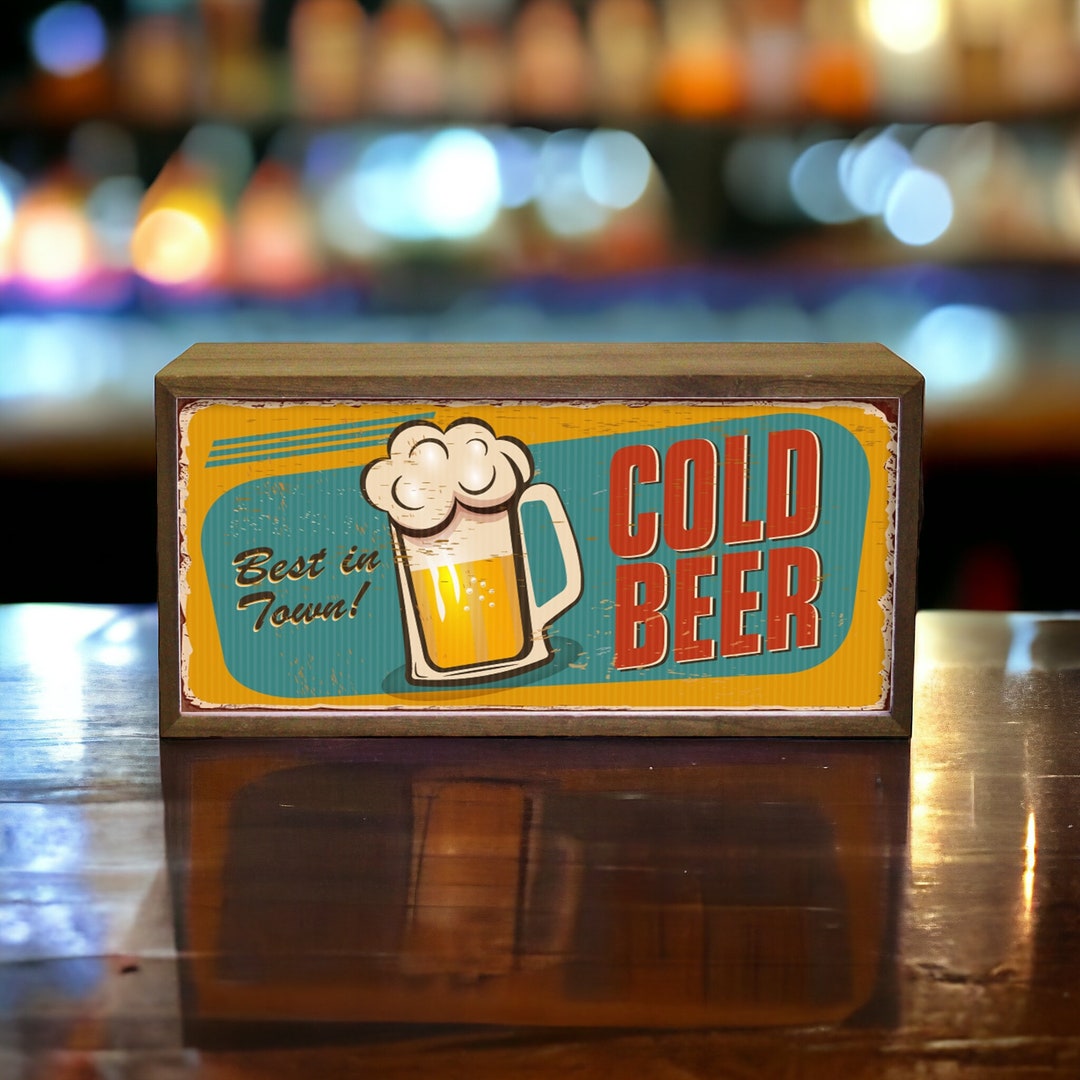 Light Box Home Cold Beer Best in Town | Illuminated LED Sign | Vintage ...