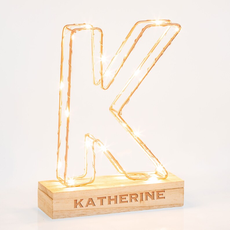 Personalised Light up Letter Light K | Custom Name Copper Light up ...