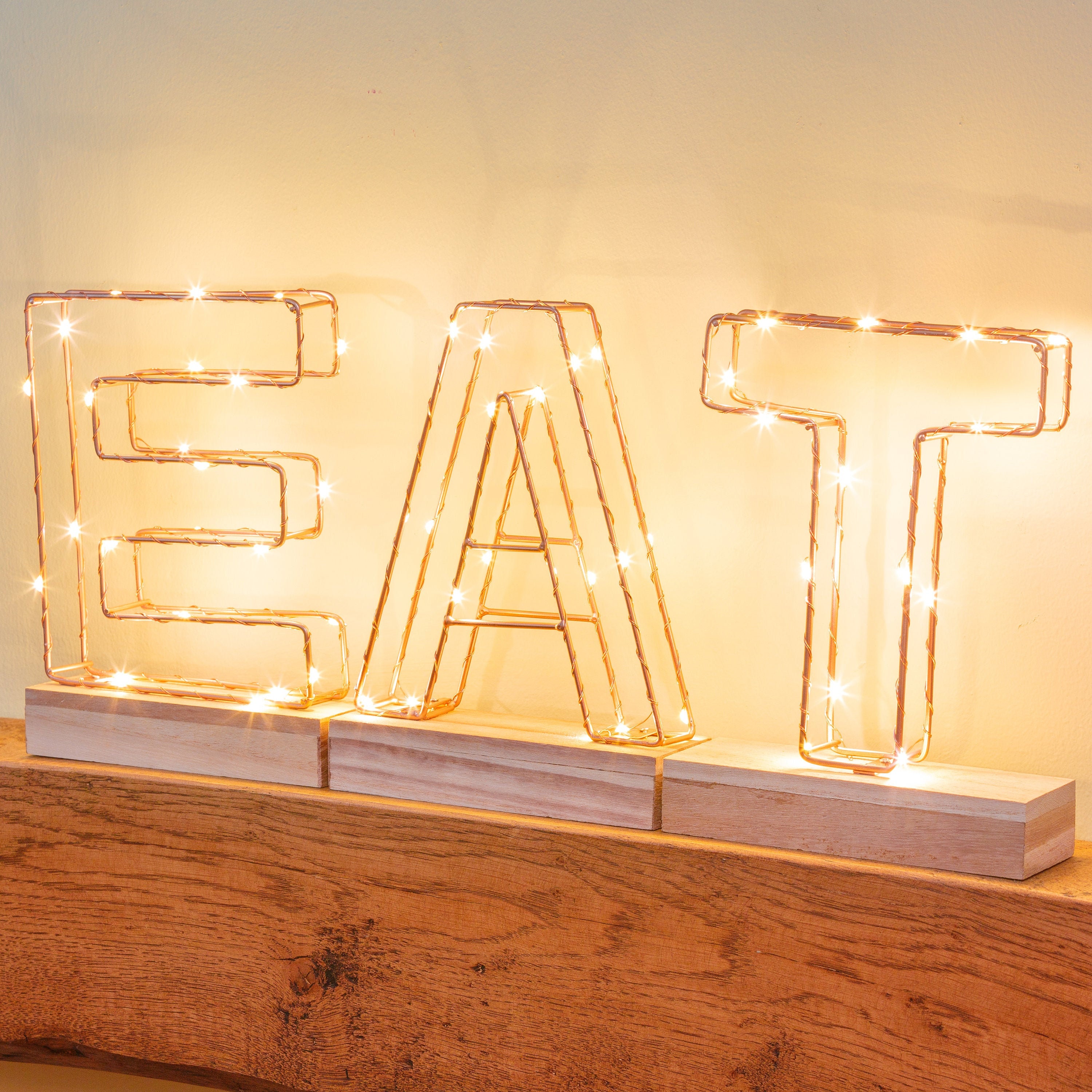 Light up EAT Sign Kitchen Gift Wire Frame Copper Letter - Etsy
