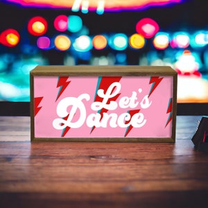 Light Box Home Let's Dance Illuminated LED Room Sign Retro Bowie Print ...