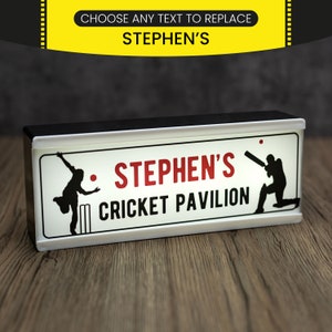 Personalised Room Light Cricket- Illuminated LED Cricket Bedroom Night ...
