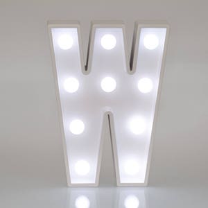 Light up Letters W | Marquee Letters LED Bedside Lamp | White Wooden ...