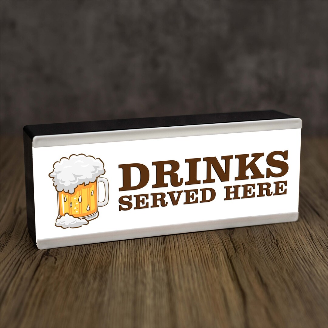 Light up Room Sign Drinks Served Here Illuminated Home Man - Etsy