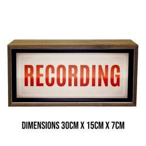 Light Box Recording Sign | Illuminated LED Room Signage | Retro Sound ...
