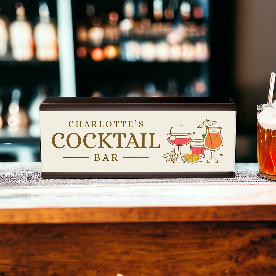 Personalised Room Light Cocktail Bar - Illuminated LED Light for Home ...