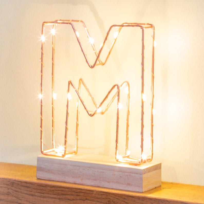 Light up Letter M Custom Name Copper Light up Letter M - Etsy UK