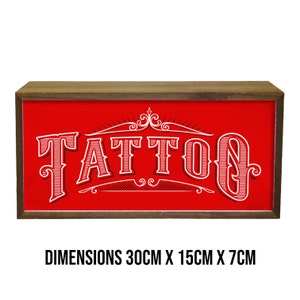 Light Box Tattoo Parlour Sign illuminated Light up LED Store Signage ...