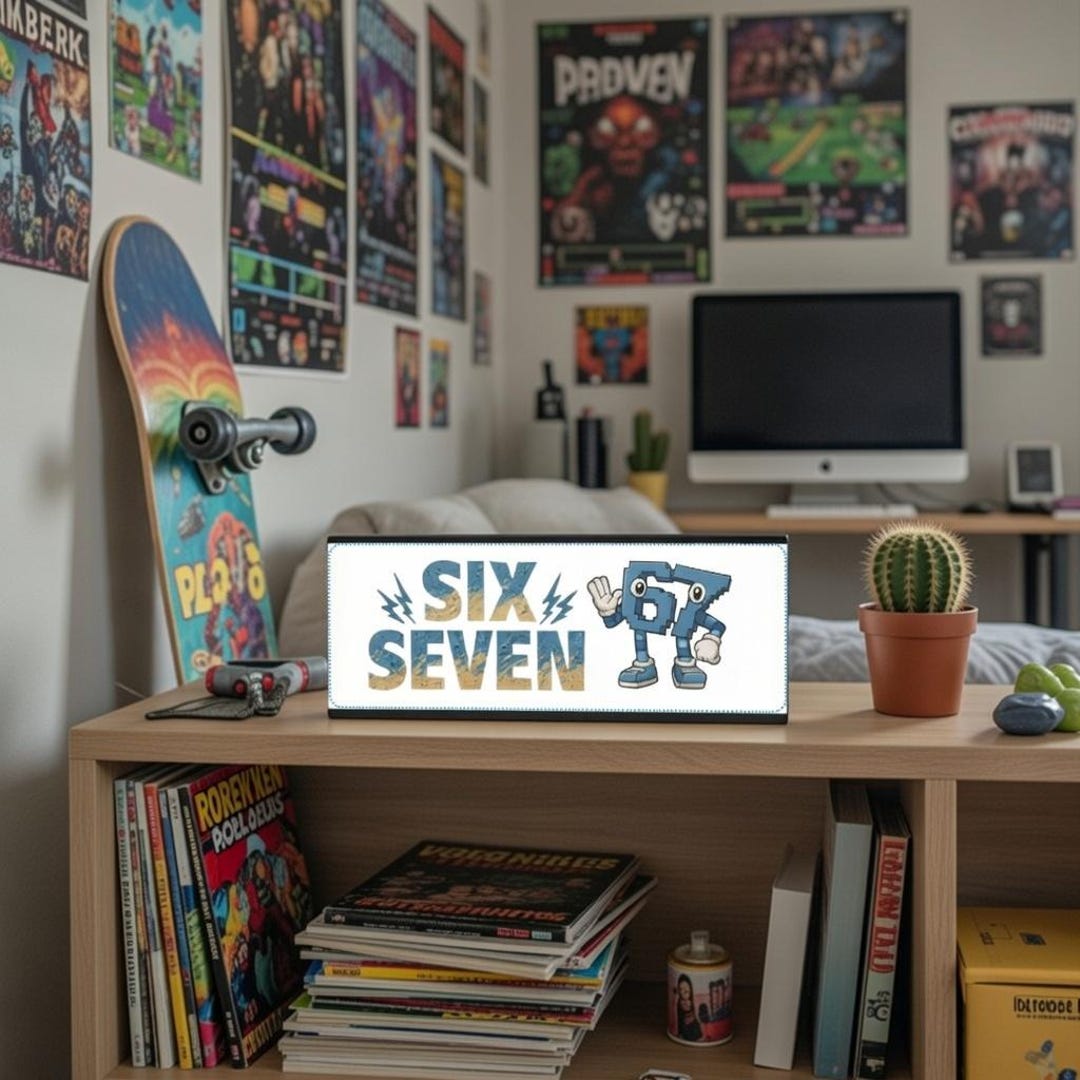 Light up 67 Six Seven Sign - Illuminated Meme Brainrot Trend Lamp ...
