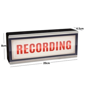 Light up Recording Sign - Illuminated Music Film Entertainment Room ...