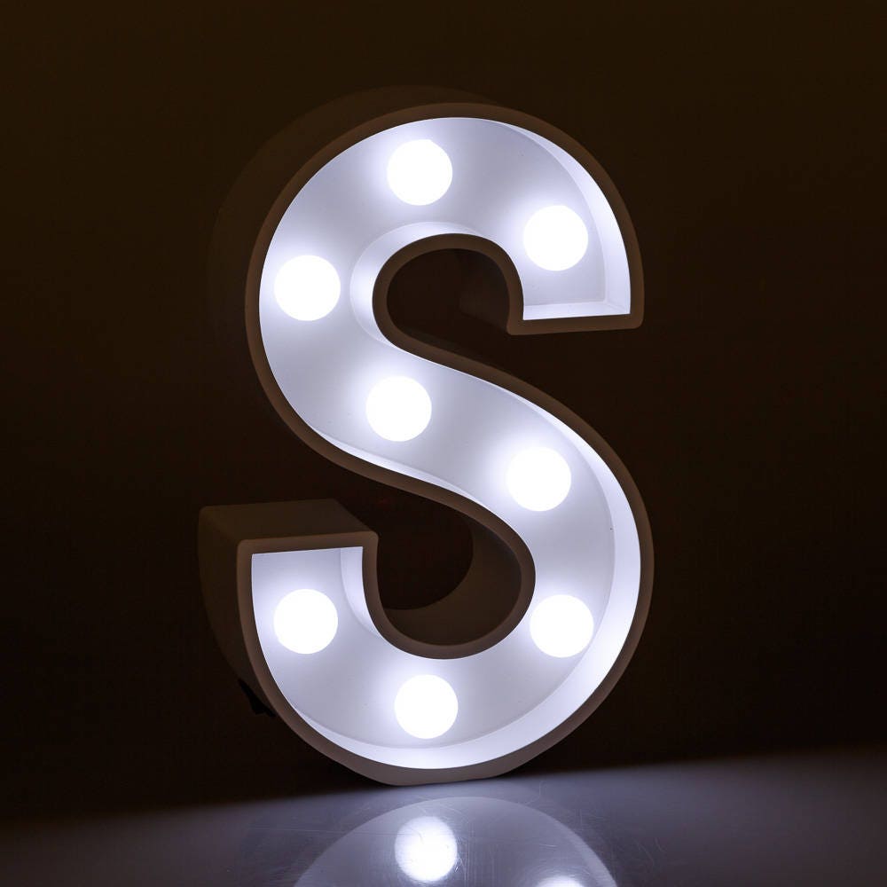 Light up Letters S Marquee Letters LED Bedside Lamp White - Etsy