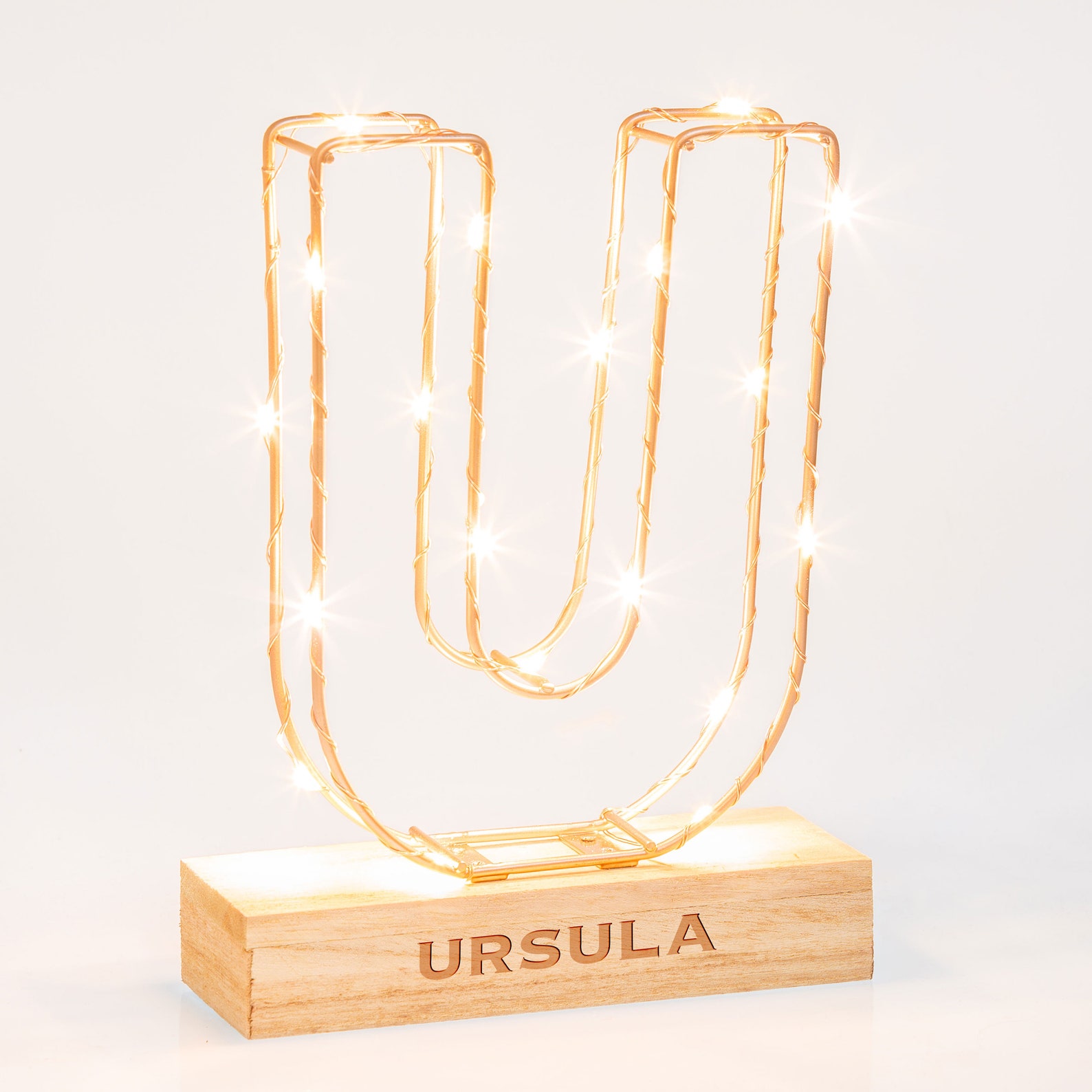 Personalised Light up Letter Light U | Custom Name Copper Light up ...