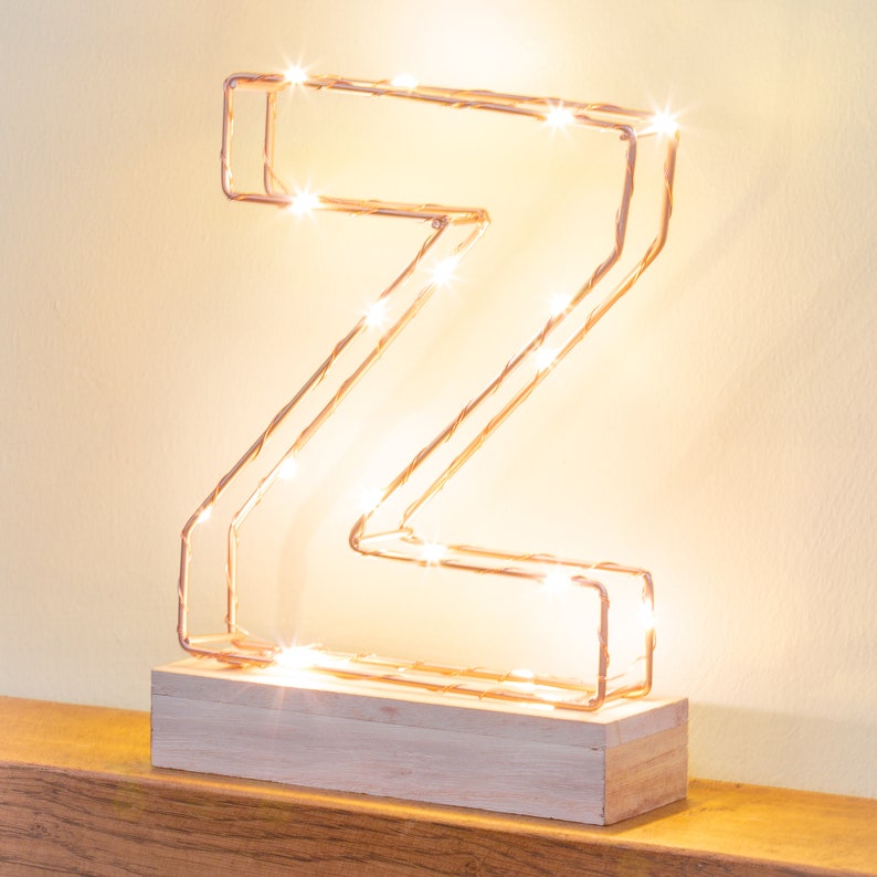 Light up Letter Z Custom Name Copper Light up Letter Z - Etsy UK