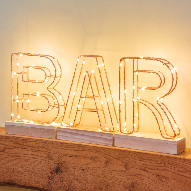 BAR Sign Light up Letters Present for Mum Man Cave Home - Etsy UK