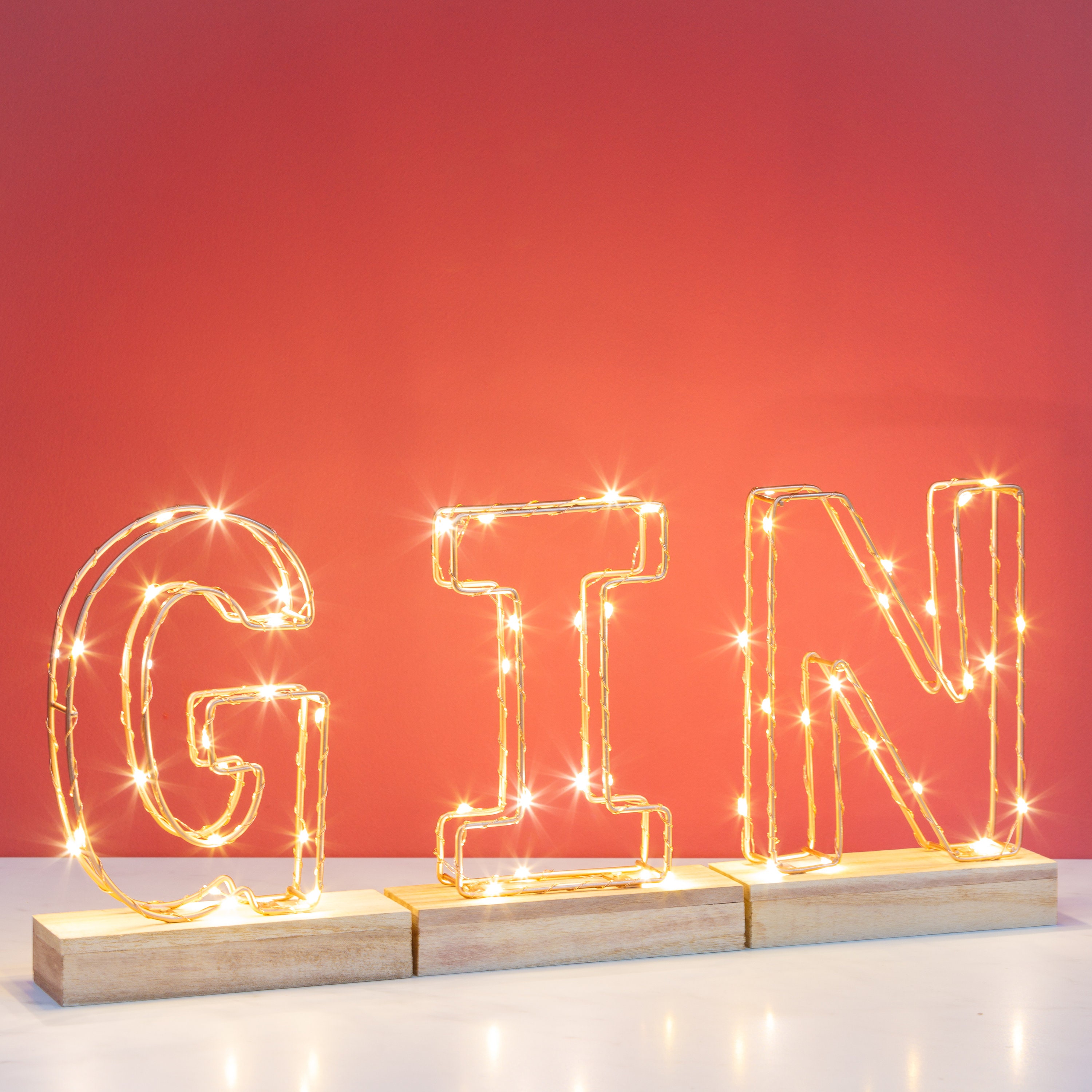 Light up GIN Sign Wire Frame Copper Letter Lights Rose - Etsy