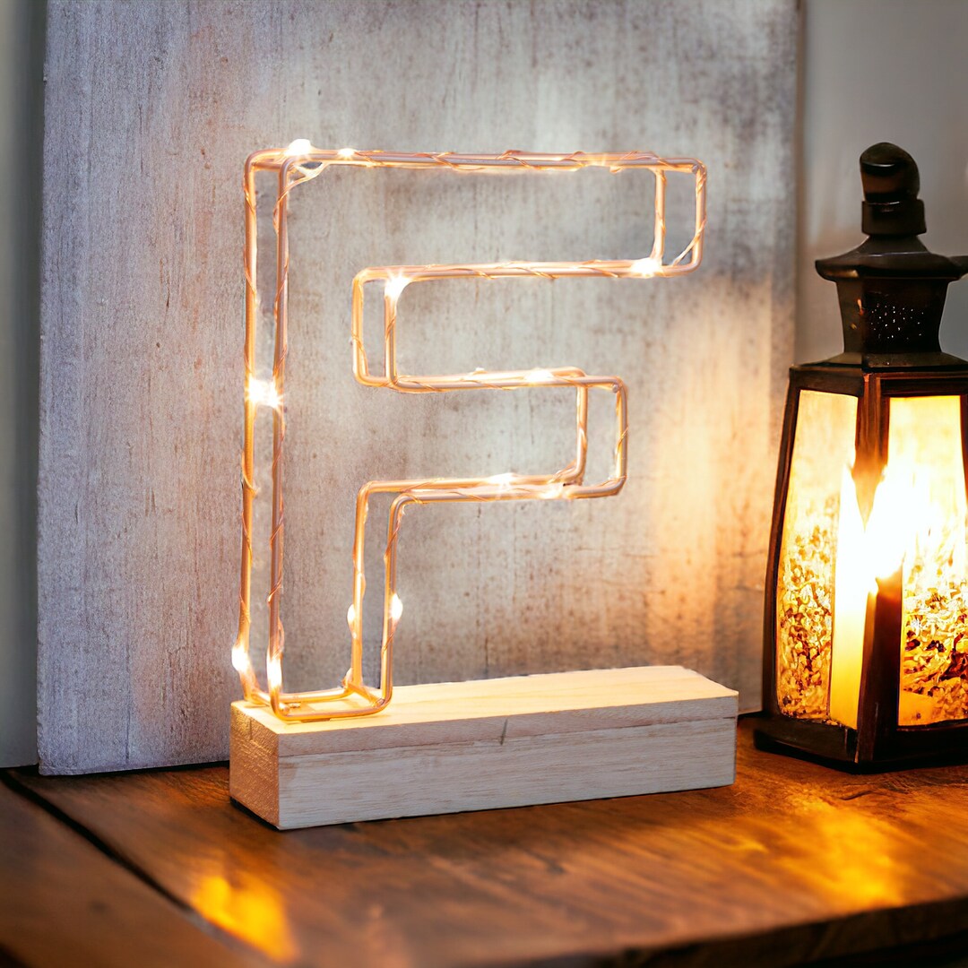 Light up Letter F | Custom Name Copper Light up Letter | Bedroom Living ...