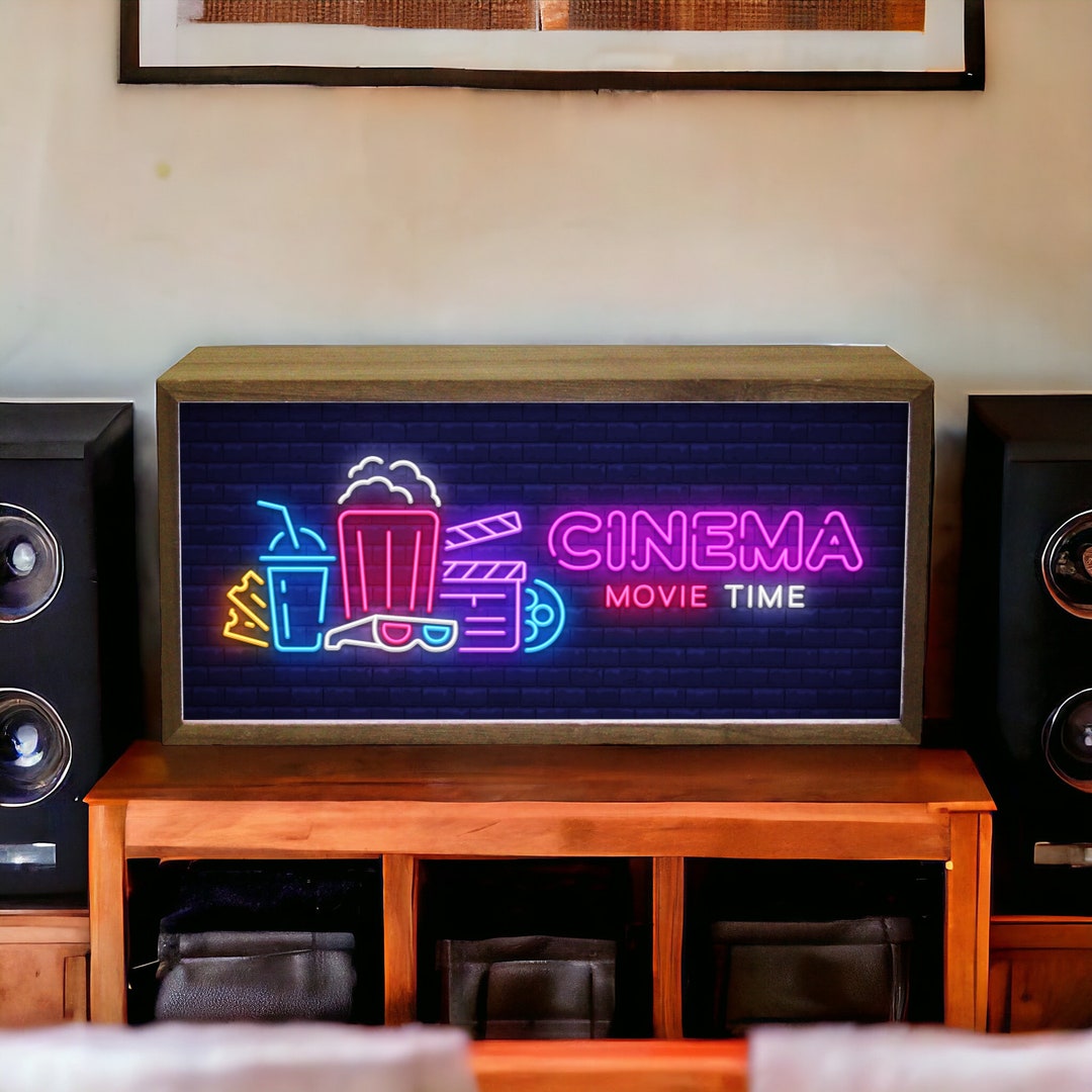 Light Box Home Cinema Movie Time | Neon Effect Illuminated Light up ...