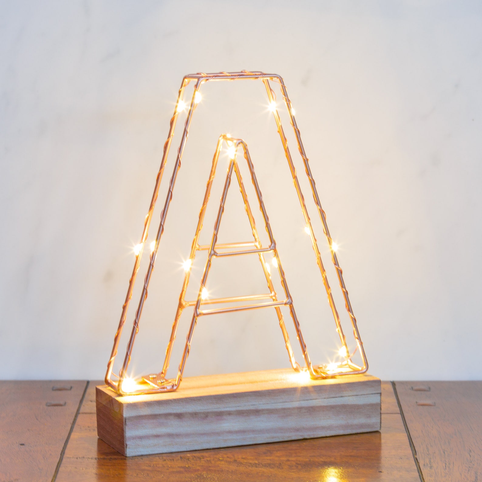 Light up Letter A Custom Name Copper Light up Letter - Etsy UK
