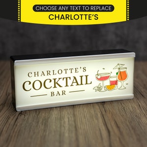 Personalised Room Light Cocktail Bar - Illuminated LED Light for Home ...