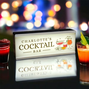 Personalised Room Light Cocktail Bar - Illuminated LED Light for Home ...