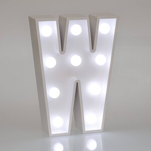 Light up Letters W | Marquee Letters LED Bedside Lamp | White Wooden ...