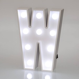 Light up Letters W | Marquee Letters LED Bedside Lamp | White Wooden ...