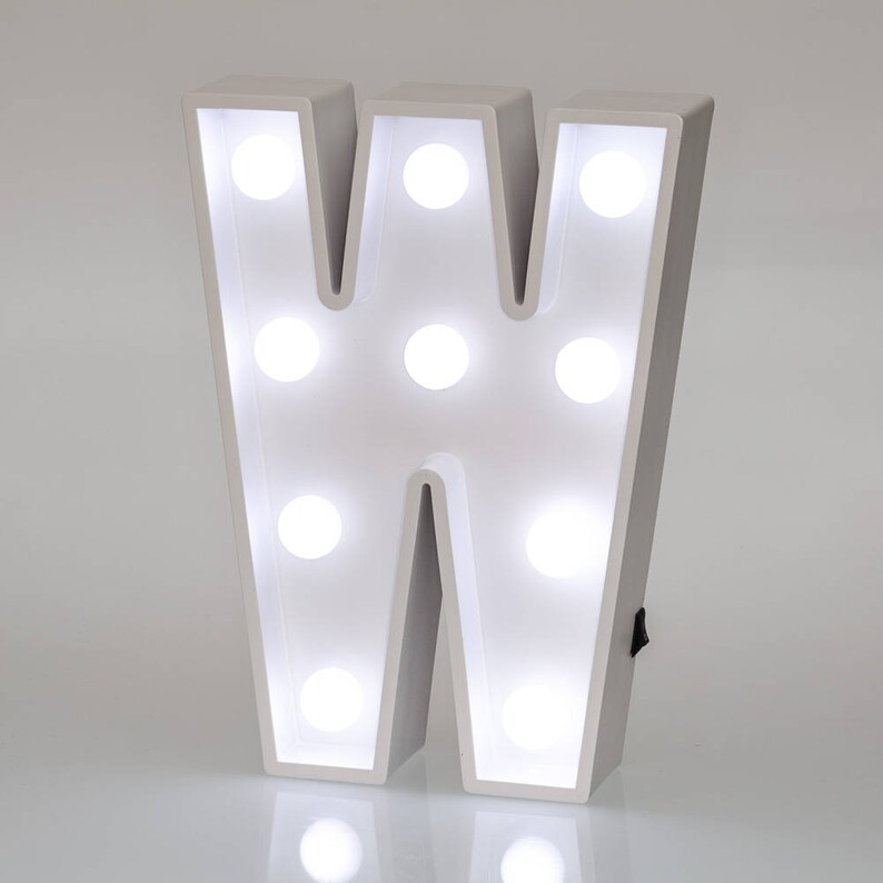 Light up Letters W Marquee Letters LED Bedside Lamp White - Etsy UK