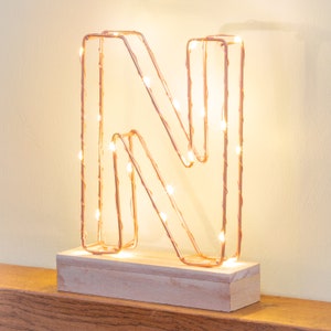Light up Letter N Custom Name Copper Light up Letter Bedroom Living ...
