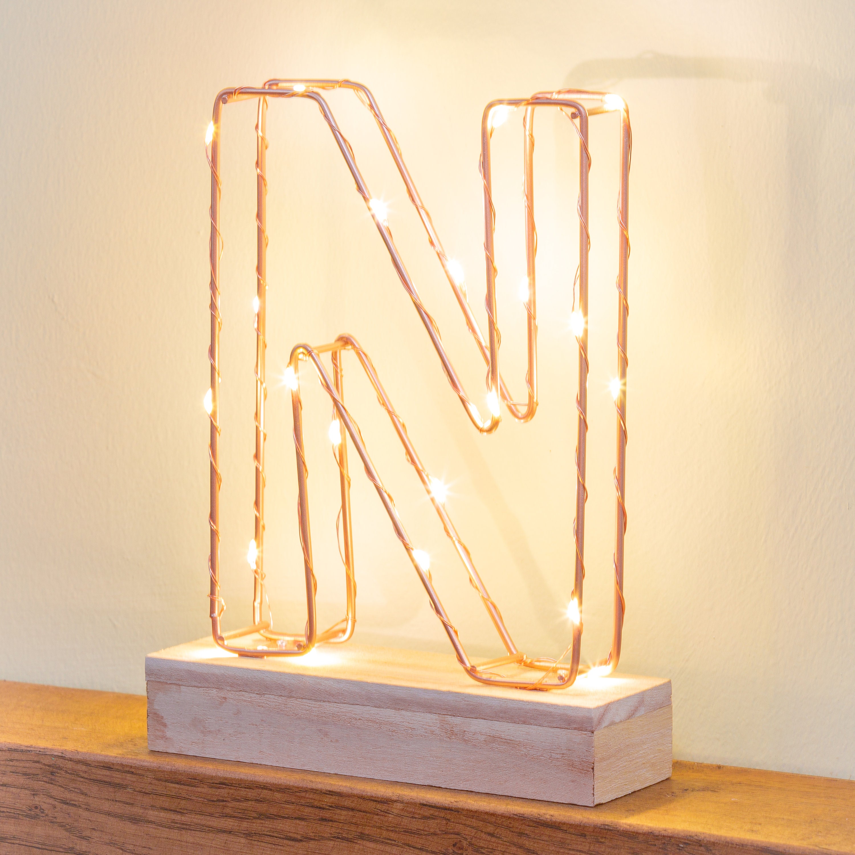 Light up Letter N Custom Name Copper Light up Letter N - Etsy