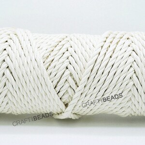 Natural White - 3 Strand 100% Cotton Twisted Cord Rope Craft Macrame ...