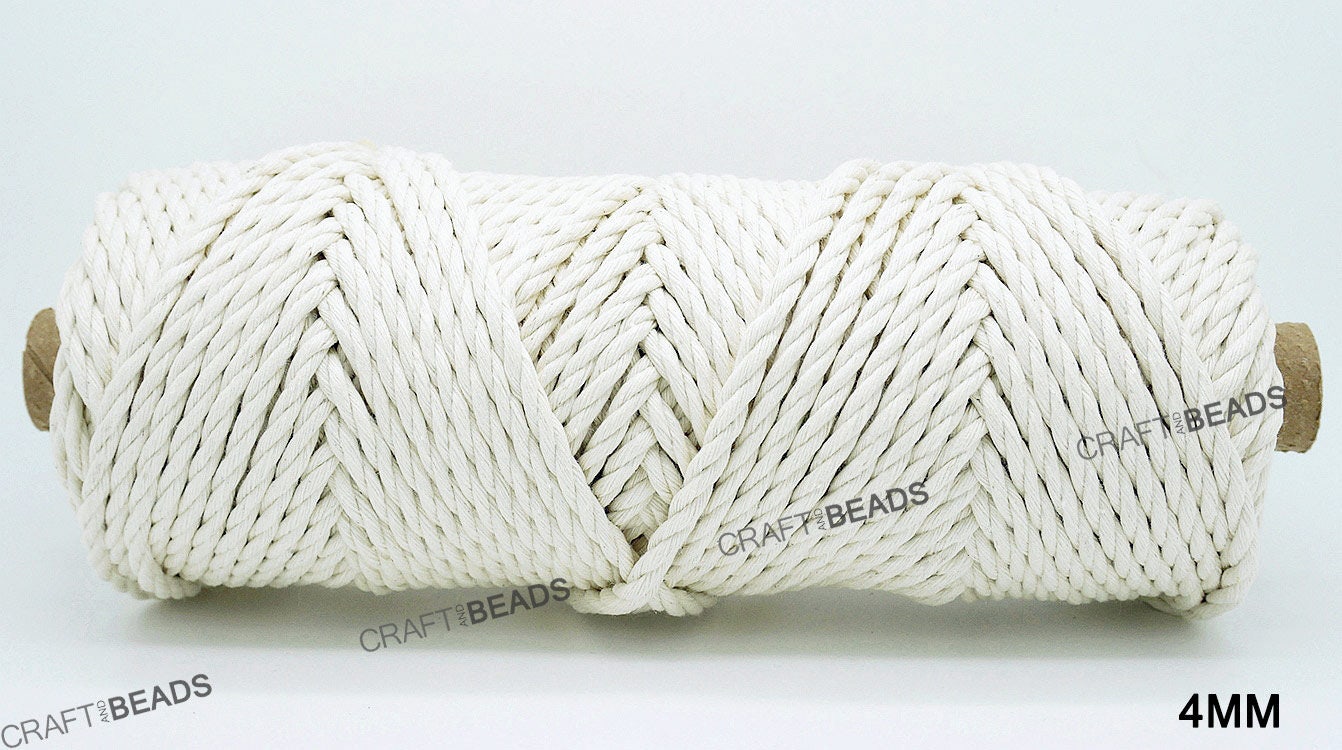 Natural White 3 Strand 100% Cotton Twisted Cord Rope Craft - Etsy