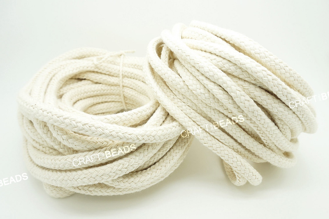8MM 10MM - Natural White 100% Cotton Hollow Braided Cord Rope Craft ...