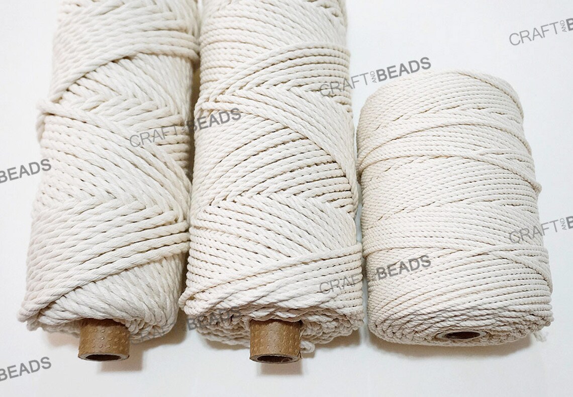 Natural White 3 Strand 100% Cotton Twisted Cord Rope Craft - Etsy