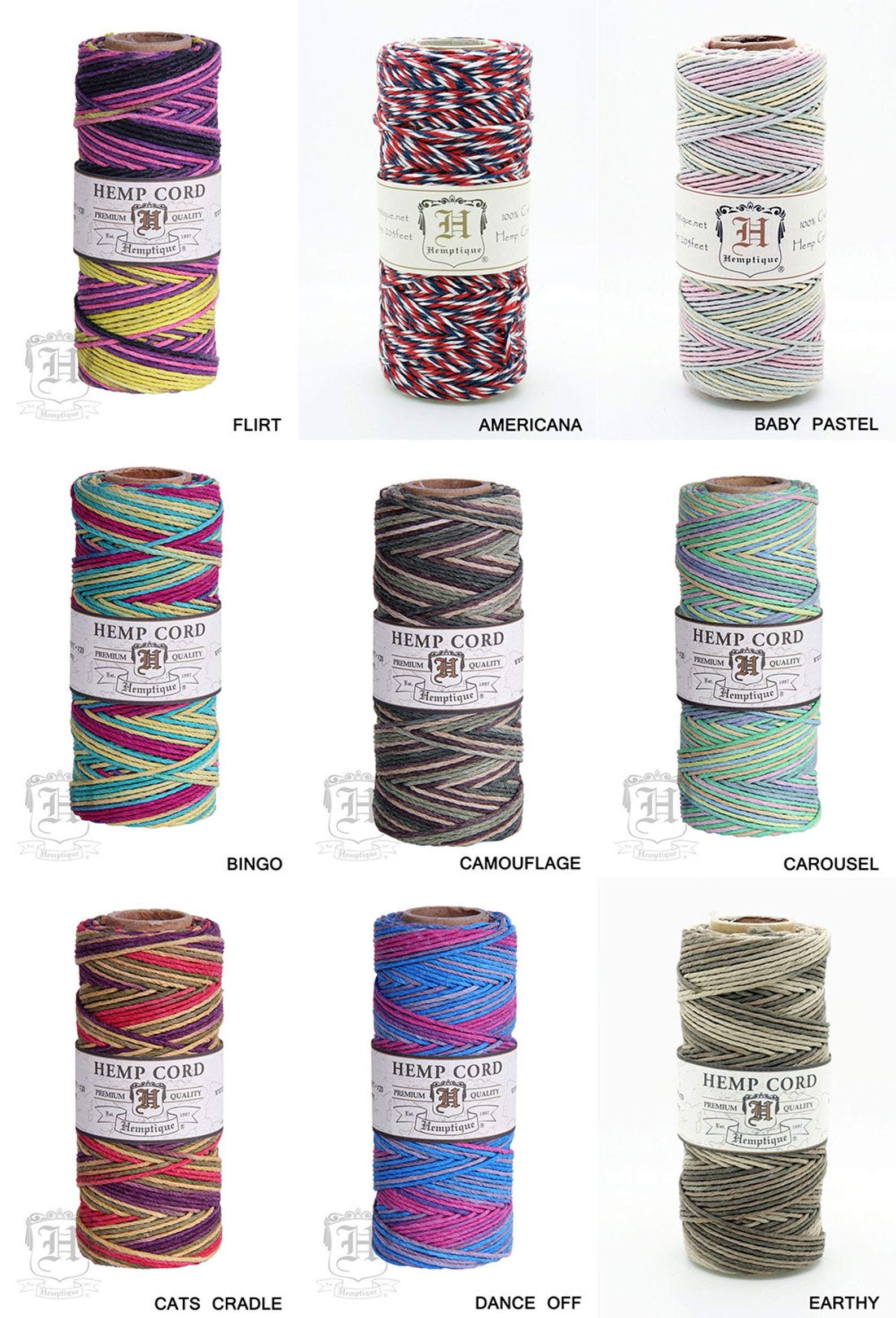 1MM Variegated Polished Hemp Twine Hemptique Cord Macrame - Etsy