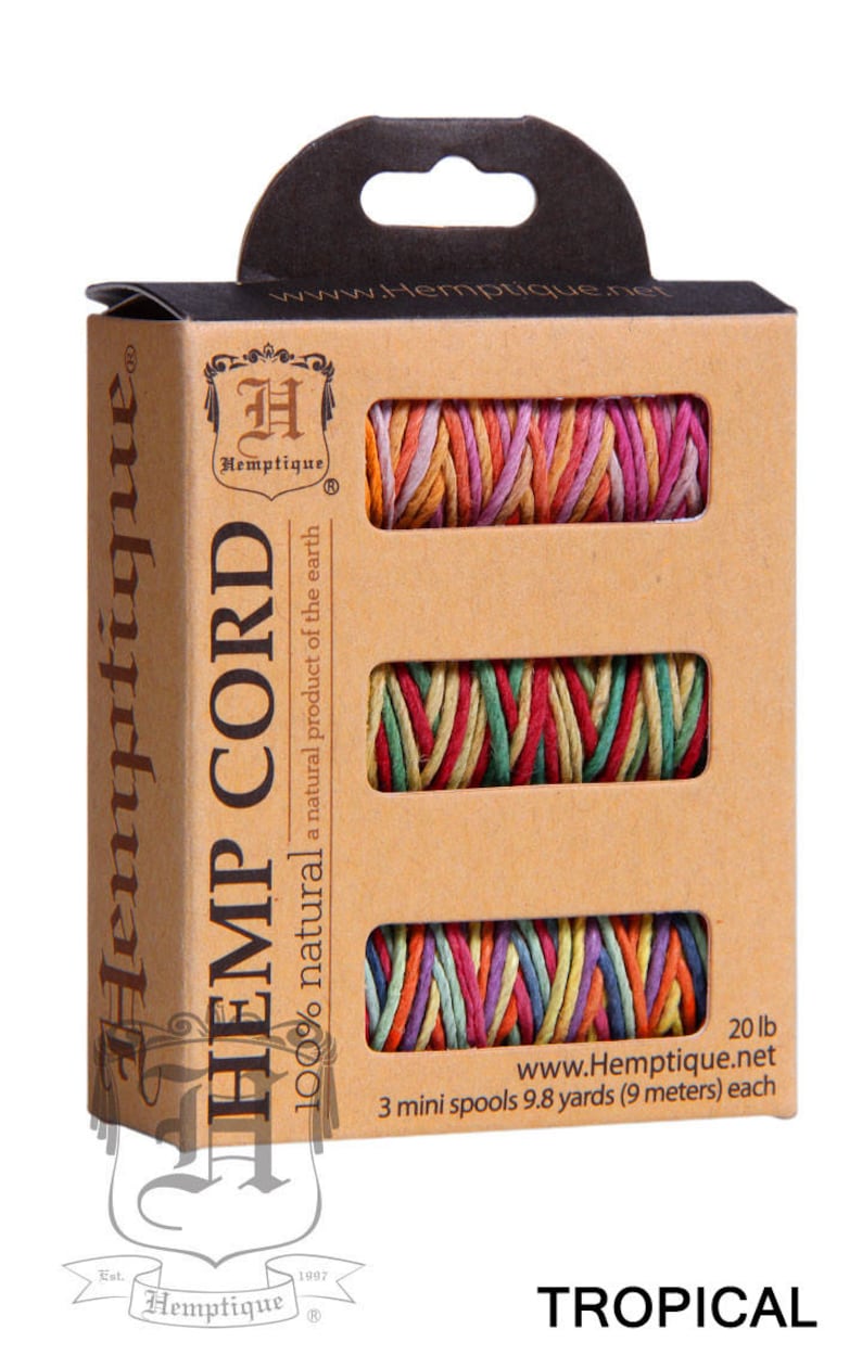 3 Mini Spool Set 1MM Hemptique Polished Hemp Cord Twine - Etsy