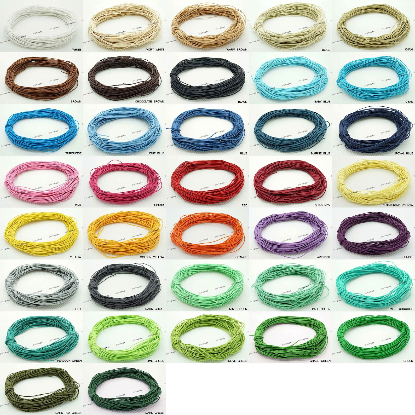 1MM Waxed Polished Cotton Braided Cord Macrame Beading Artisan String ...