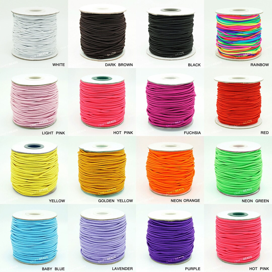 2MM Nylon Coated Round Elastic Spandex Cord Stretch Beading Mala String ...