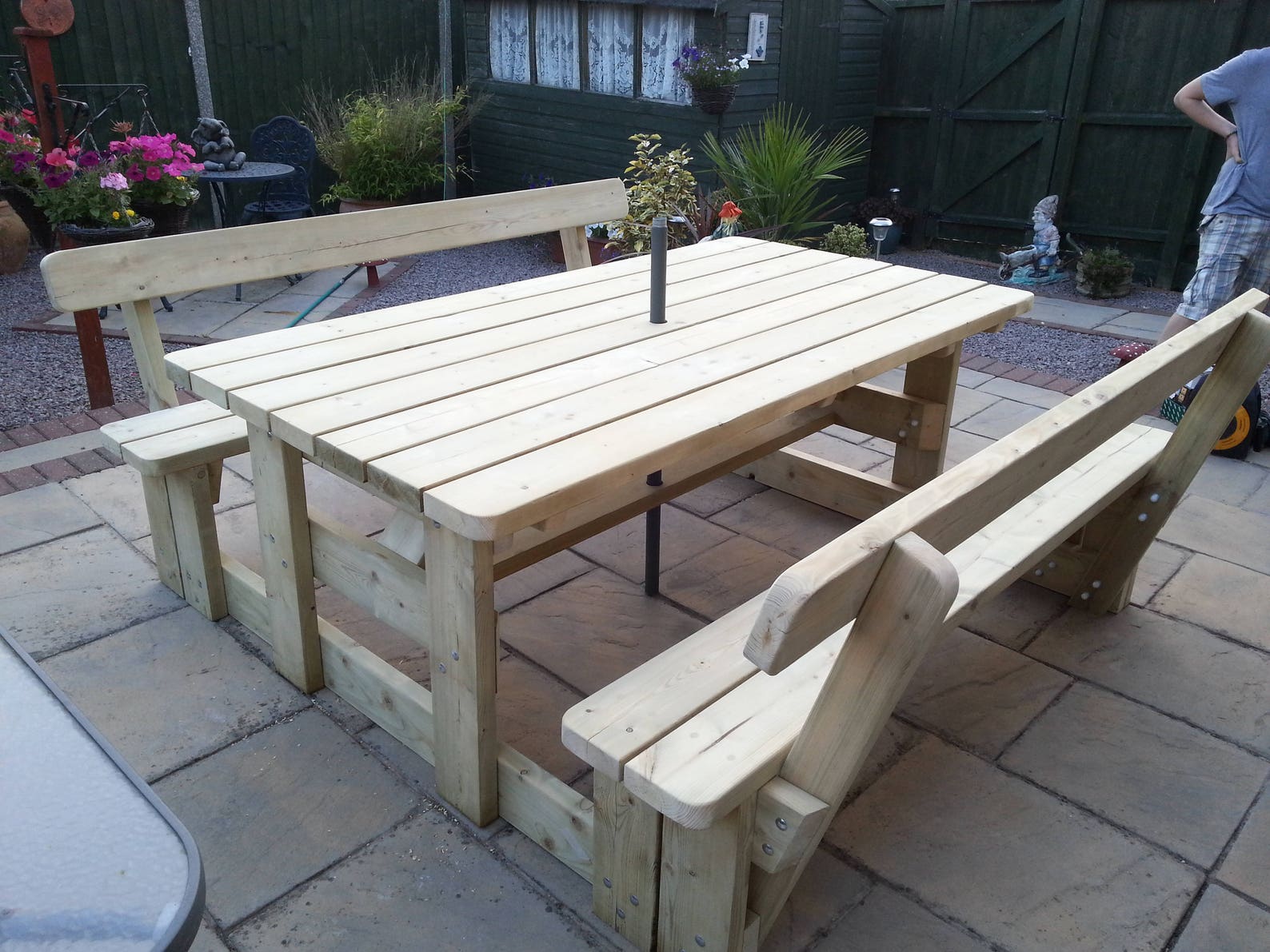 Garden Picnic Table / Bench Set With Back Rests various | Etsy UK