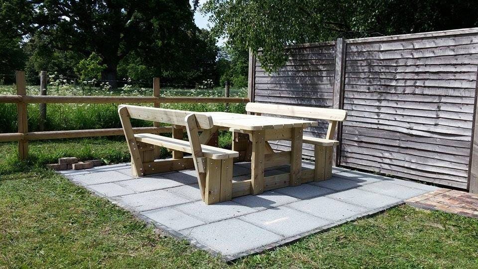 Garden Picnic Table / Bench Set With Back Rests various - Etsy