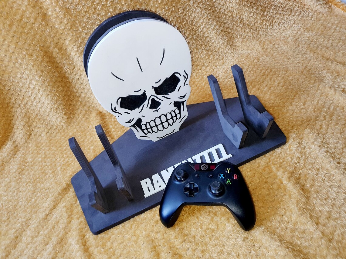 Personalised Skull Head Gaming Stands Headset and Controller | Etsy UK